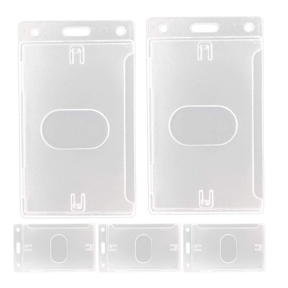5 Pcs Id Card Holder Protector Clear Badge Sleeve Holders with Thumb ...