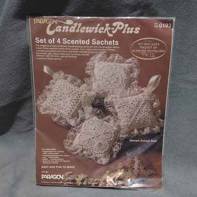 Vintage 1982 Paragon Candlewick Plus Kit #193 Set of 4 Scented Sachets ...