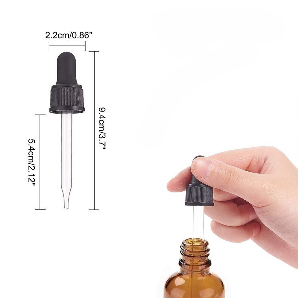 12Pcs Black Glass Eye Droppers Threaded Droppers Essential Oil 30ml | eBay