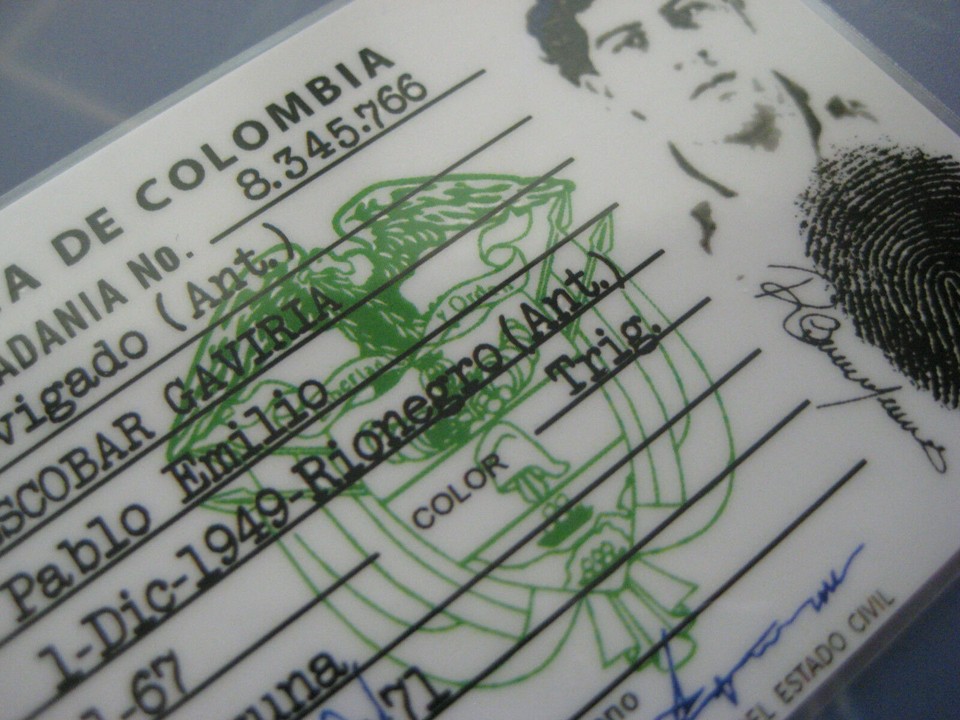 Pablo Escobar ID Card El Patron Medellin Cartel Prop Cosplay Badge 1970 ...