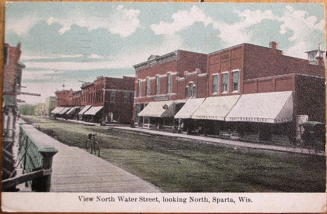 Sparta, WI 1909 Postcard: North Water Street / Downtown - Wisconsin Wis ...