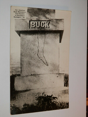 BUCKSPORT MAINE - OLD REAL PHOTO POSTCARD - COL. JONATHAN BUCK MONUMENT ...