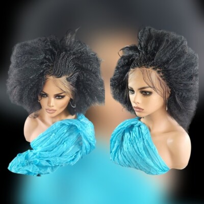 Braided wigs short afro wig 100% handmade, stunning, dual style, NWT ...