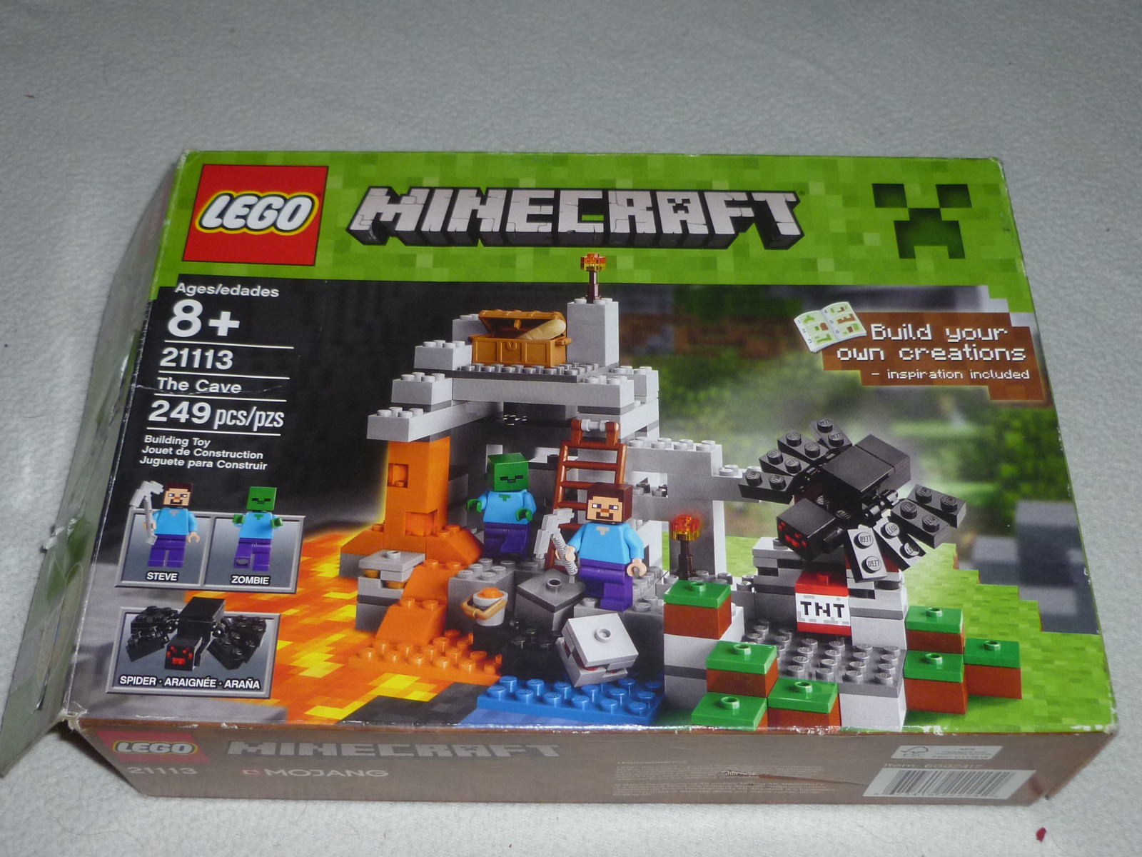 BOXED LEGO MINECRAFT 21113 THE CAVE SET COMPLETE 249 PCS MINI FIGS ...