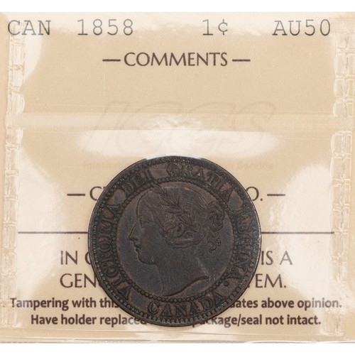 Canada 1858 1 Large Cent Coin - First Year of Issue - ICCS AU-50 | eBay