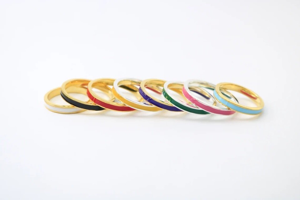 Multiple Color Enamel Band Ring - Ceramic Ring - 2.5mm Wide Enamel Band ...