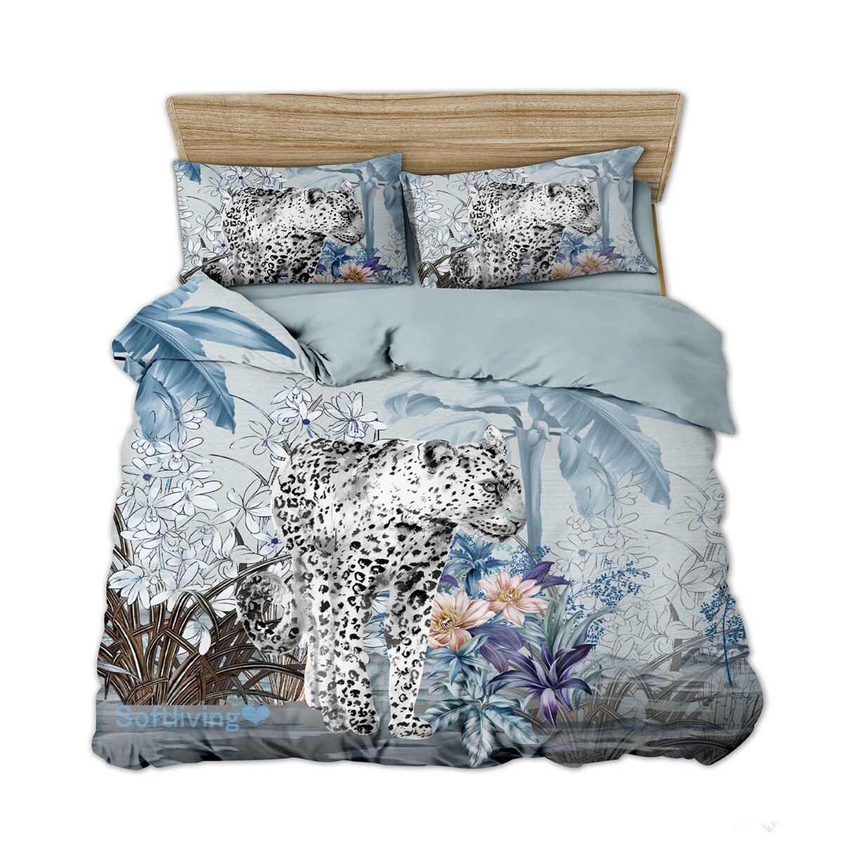 Snow Leopard Quilt Doona Duvet Cover Set Single/Double/Queen/King Bed ...