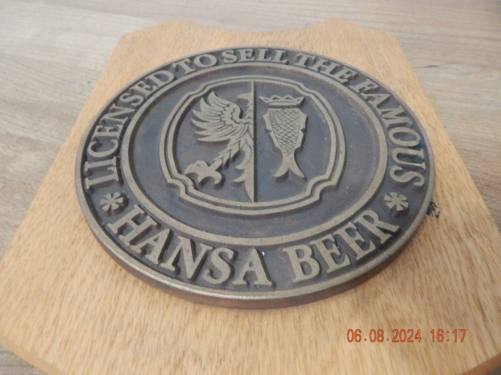 Hansa Beer 7” Cast Brass Plaque Sign on Wood bar saloon vintage | eBay