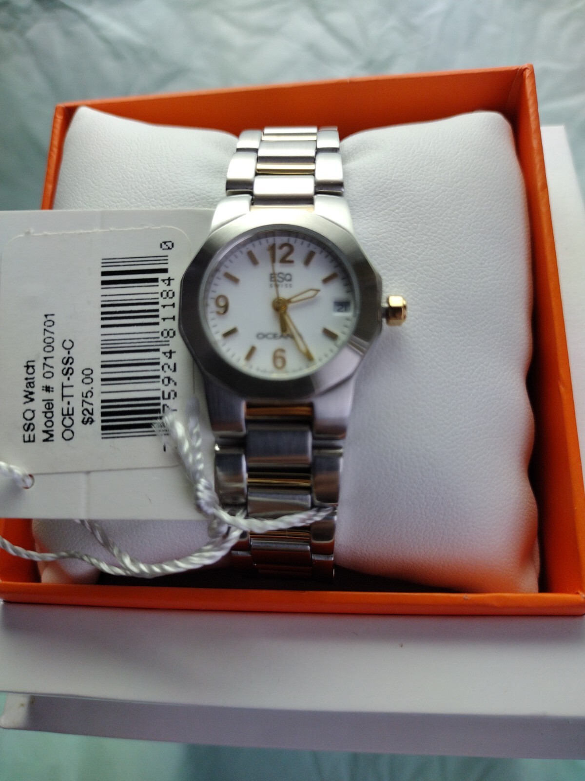 ESQ OCEANIA Movado Swiss Ladies Watch Quartz Silver/Gold Silver Dial ...