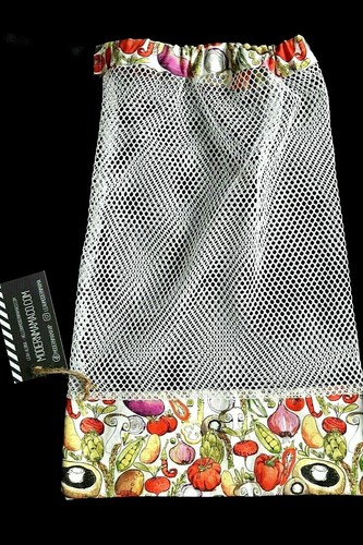 NEW Cotton Mesh Ecofriendly Vegetable Bags Produce Reusable Cinch top ...
