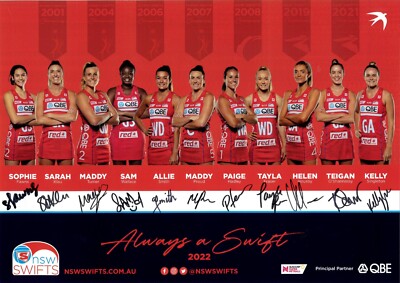 Netball NSW swifts SIGNED team poster, FREE POST, CHEAPEST,champions ...