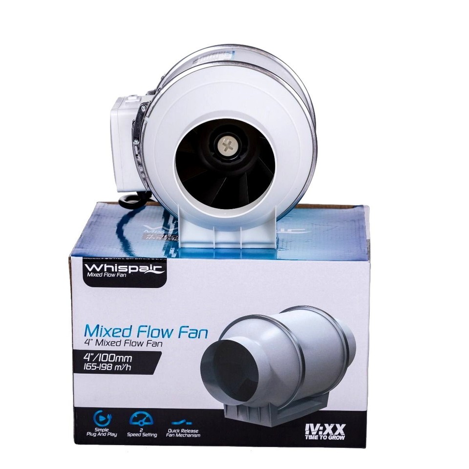 WhispAIR Mixed Flow inline Twin Speed Extractor Fans - Grow Room Fan ...