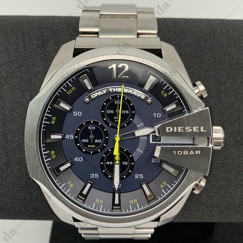 New Diesel DZ4465 Mega Chief Silver Stainless Steel Chronograph Men's ...