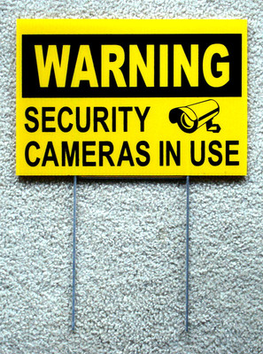 WARNING SECURITY CAMERAS IN USE Coroplast YARD SIGN 8x12 w/ Stake ...