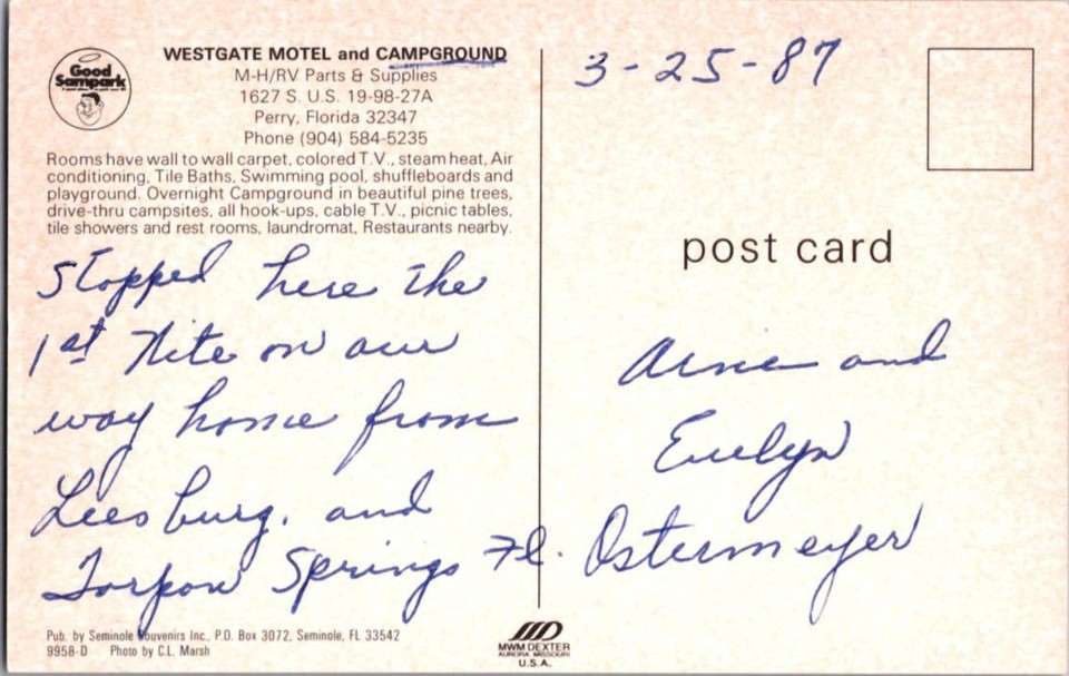 Perry Florida FL : MOTEL SCENE j/02 BD0159 | eBay