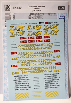 Microscale Decal HO #87-817 Louisville & Nashville - L&N -- Diesel ...
