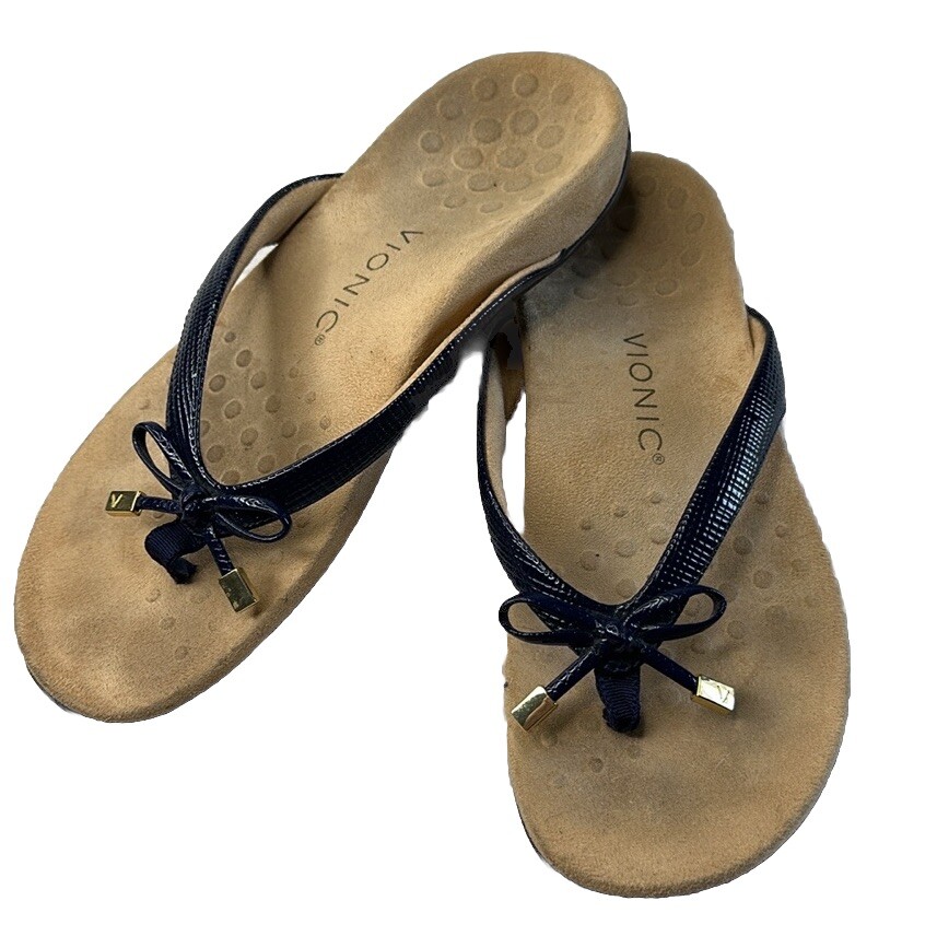 Vionic Women's Rest Bella Toe Post Sandal, Navy Blue Woven, 8M US | eBay