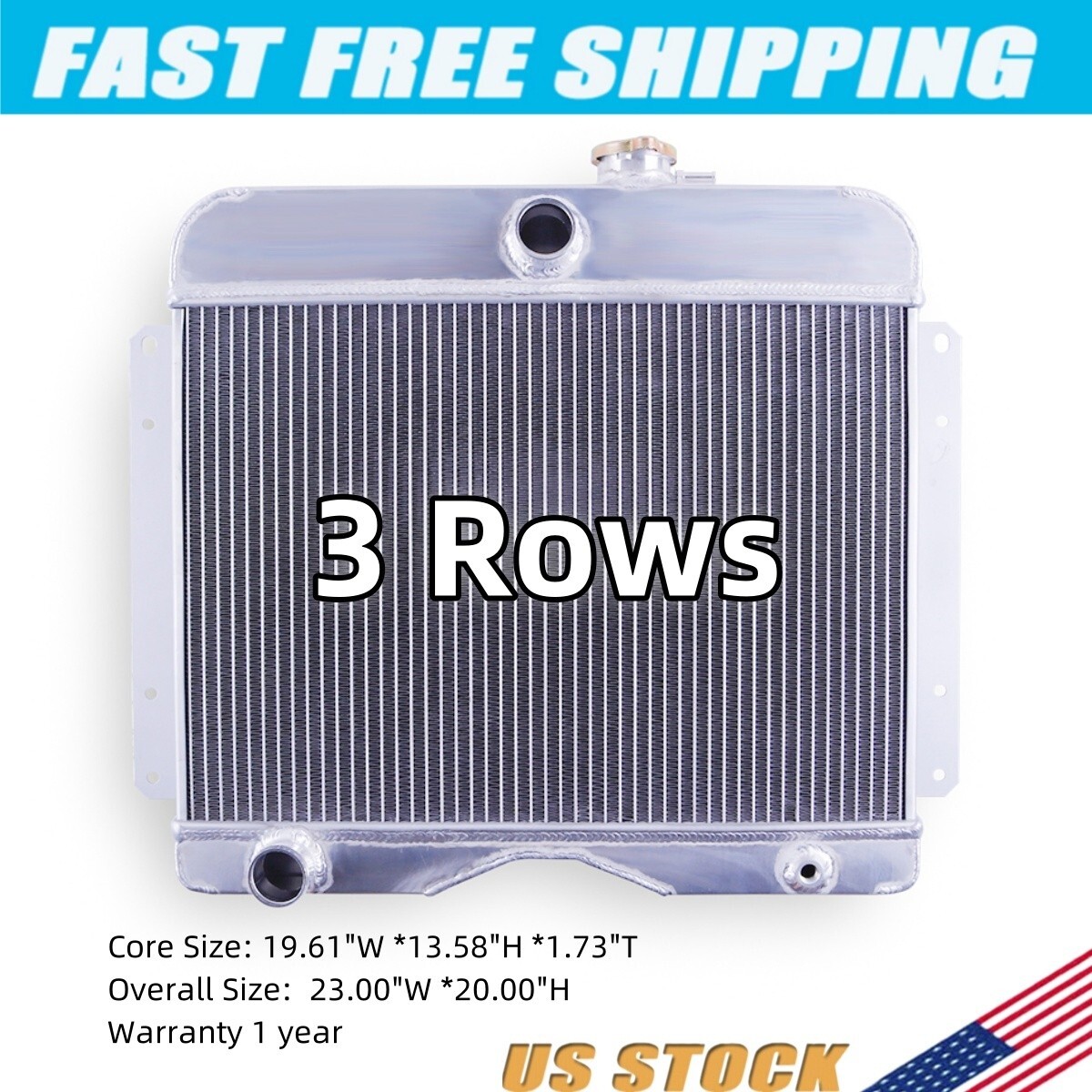 3 ROWS ALUMINUM RADIATOR FIT Jeep Willys 1946 -1964 1947 1948 1949 1950 ...