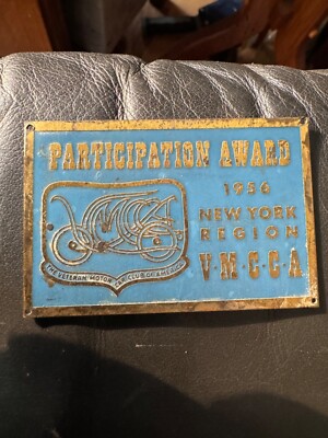 VMCCA 1956 New York Region Participation Award Dash Plaque Auto Car ...