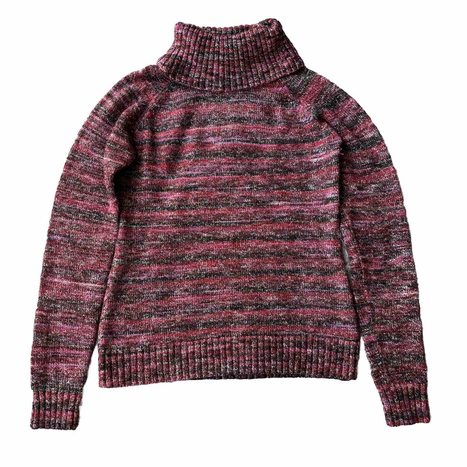 Columbia Sweater Sz M Red Turtleneck Stripe Outdoor Winter Hiking ...