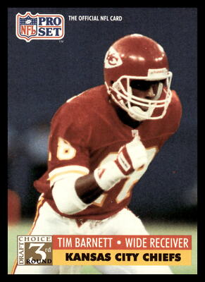 1991 Pro Set #806 Tim Barnett Kansas City Chiefs DC, RC Football Card ...