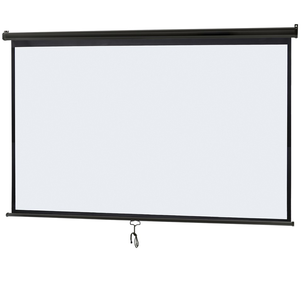 100'' 16:9 HD Projection Screen Manual Pull Down Projector Movie Screen ...