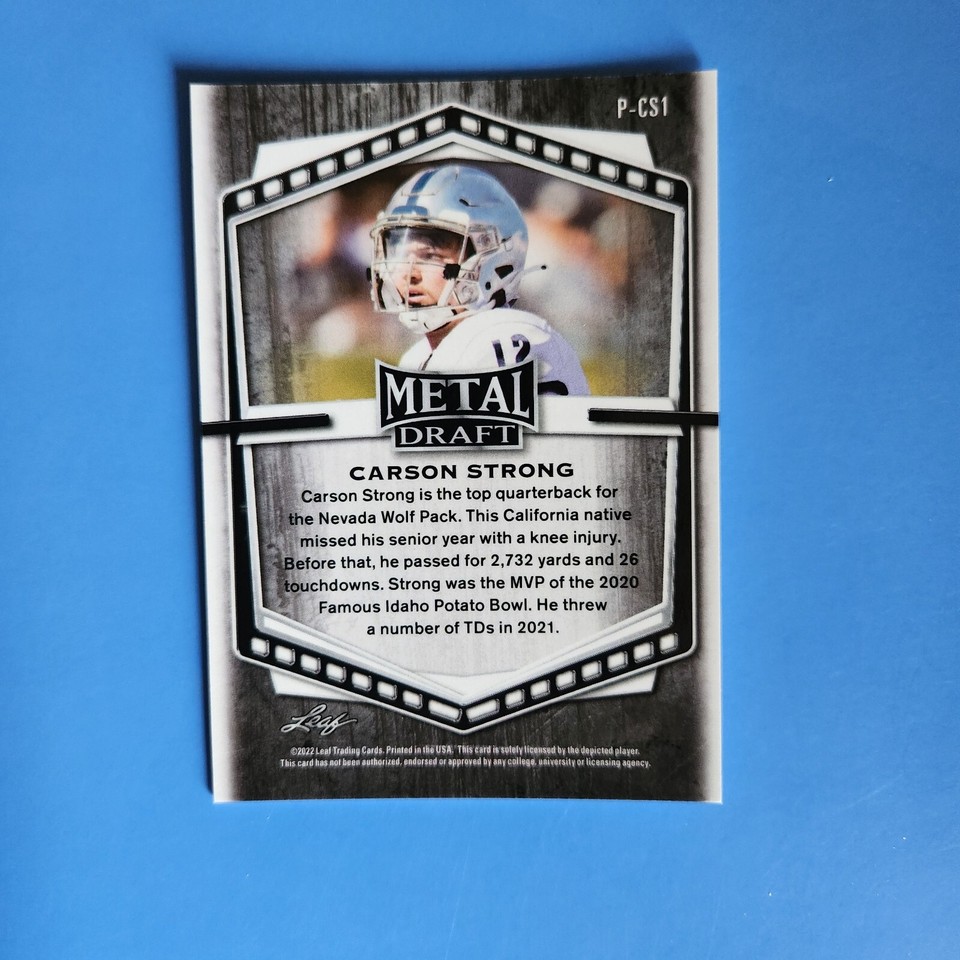 🏈2021 Carson Strong Leaf Metal Silver Crystal RC QB University of ...