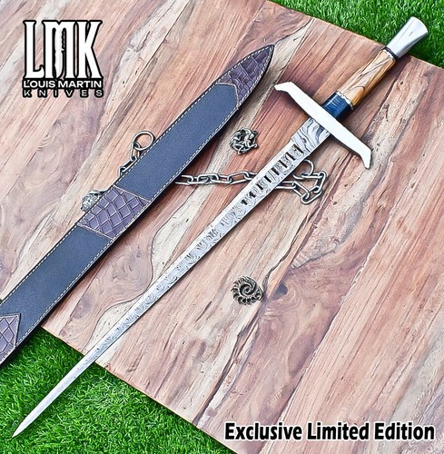 LMK Forged Twist Damascus Sword Olive Wood Unique Steel Guard | eBay
