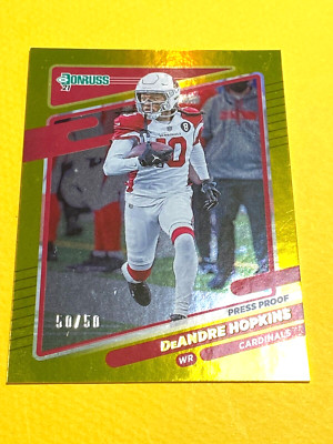 DeANDRE HOPKINS CARD, 2021 PANINI DONRUSS PRESS PROOF GOLD LOTL 50/50 ...