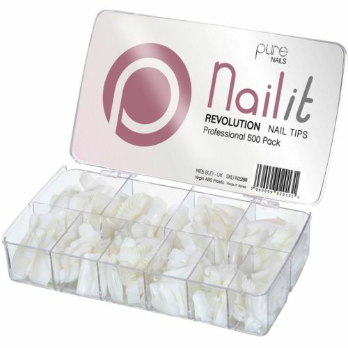 Pure Nails-Revolution Nail Tips Pack-500 Nail Tips 100 Assorted Sizes ...