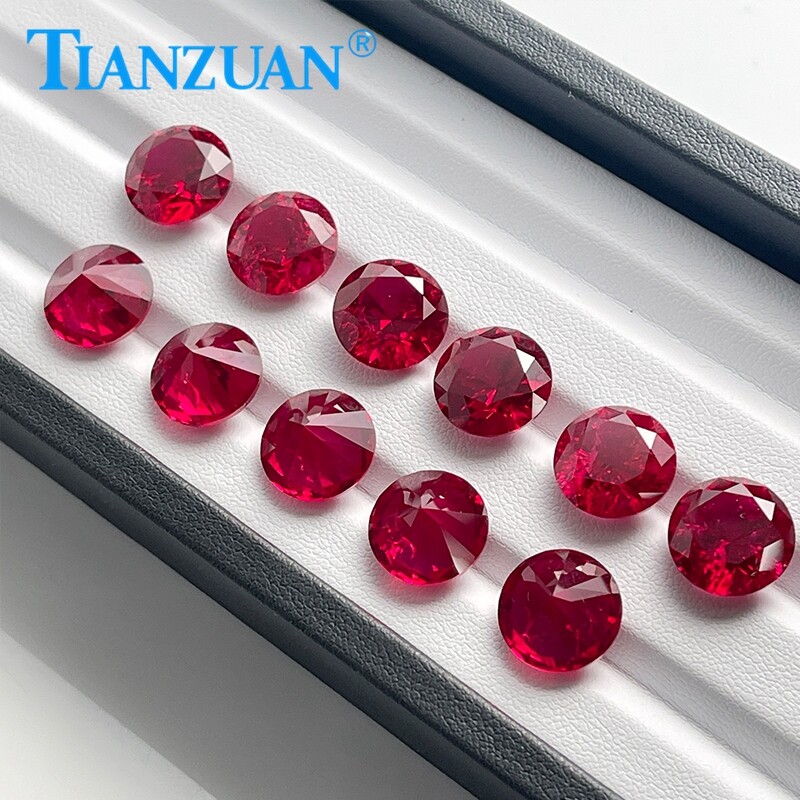 5# Lab Grown Ruby Round shape Synthetic Corundum loose Gemstone with ...