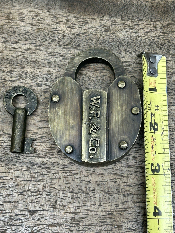 VINTAGE WELLS FARGO CO. CAST BRASS PADLOCK WITH KEY ~ ANTIQUE! | eBay