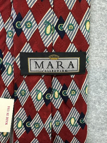 Countess Mara Tie Red Geometric Multicolor Made in USA 100% Silk NWT | eBay