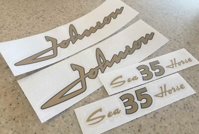 Johnson Sea-Horse 35 HP Vintage Outboard Motor Decal Kit Vinyl + FREE ...