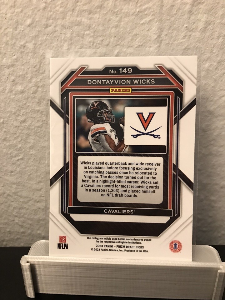 2023 Panini Prizm Draft Picks Dontayvion Wicks #149 Rookie Virginia ...