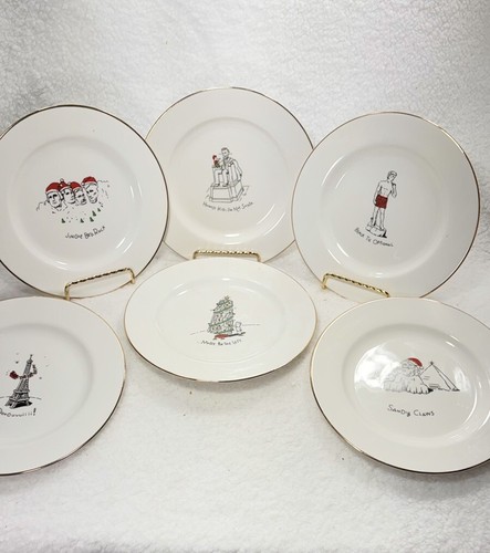 1999 Merry Masterpiece Porcelain Christmas Salad Plates First Edition ...