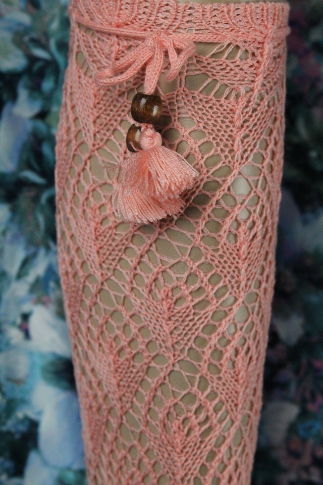 Fancy Patterned Cozy Soft Wooden Beaded Fringe Tassel Knee High Socks ...