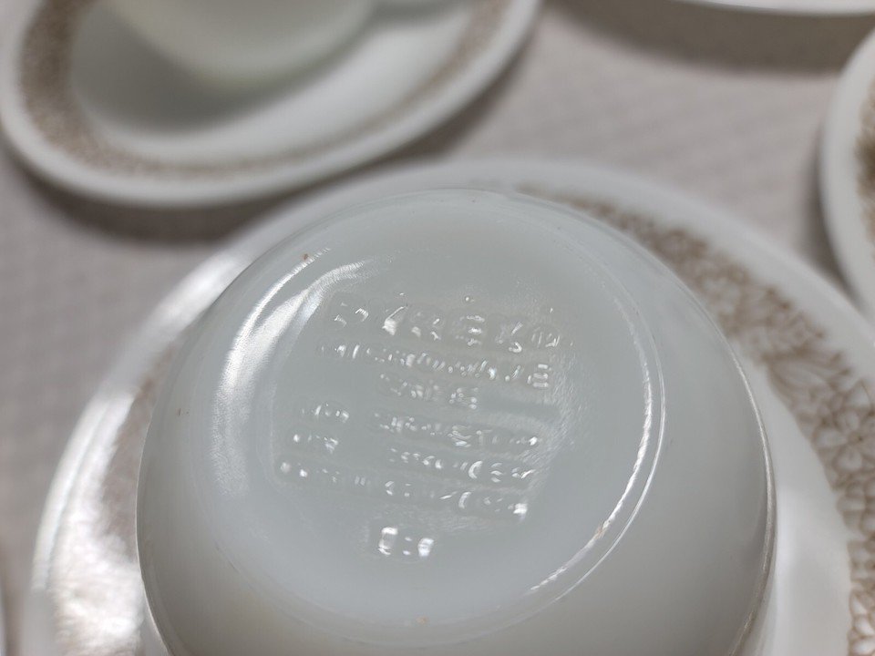 Pyrex White Milk Glass Set of 4 Woodland Coffee Cups and 4 Corelle ...