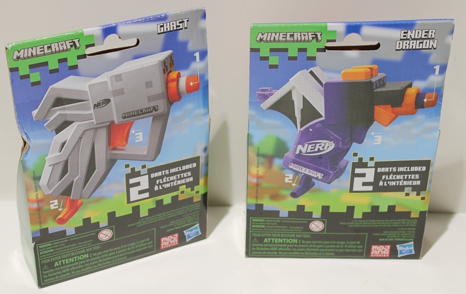 SEALED NERF Minecraft Ender Dragon and Ghast Blasters 2pk 4 Darts | eBay