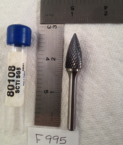 1 NEW GARRYSON 1/4" SHANK CARBIDE BURR SG-5 DOUBLE CUT. 80108. TREE ...