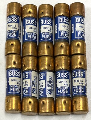 Lot of 10 Buss One-time NON-15 Class K5 15A 250VAC Fuses | eBay