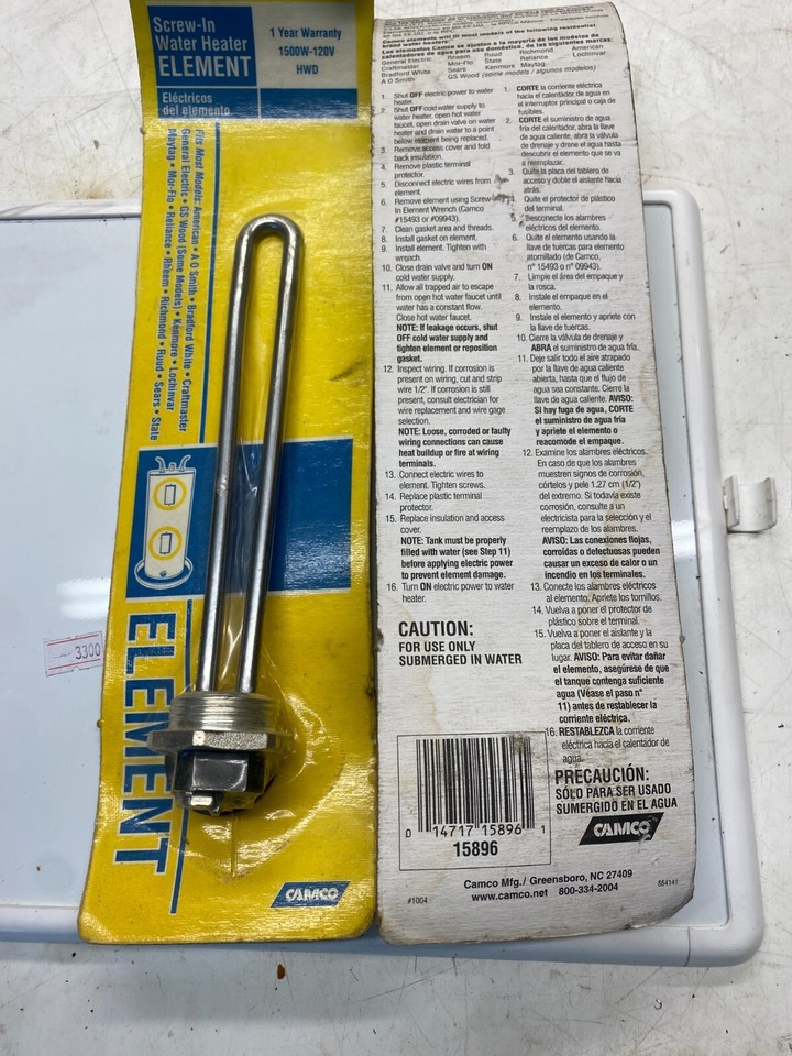 2 Pack - NEW OLD STOCK Camco 15896 Water Heater Element Screw In 1500w ...