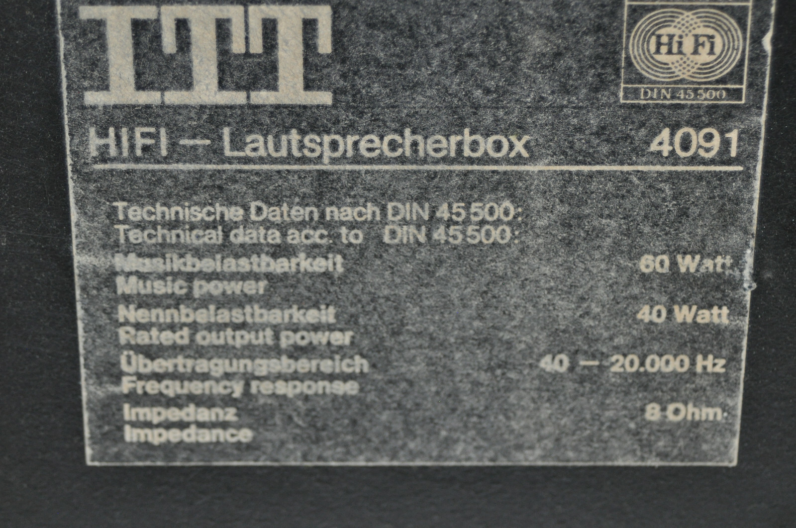 ITT 4091 Hifi Lautsprecher Boxen HiFi Sound Audio Speaker Loudspeaker ...