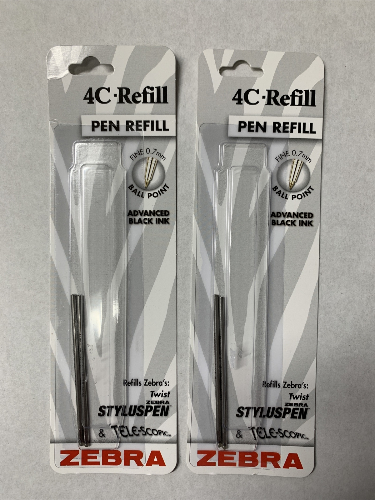 2 Packs:Zebra StylusPen Twist Ballpoint Pen 4C Fine Point 0.7mm Black ...
