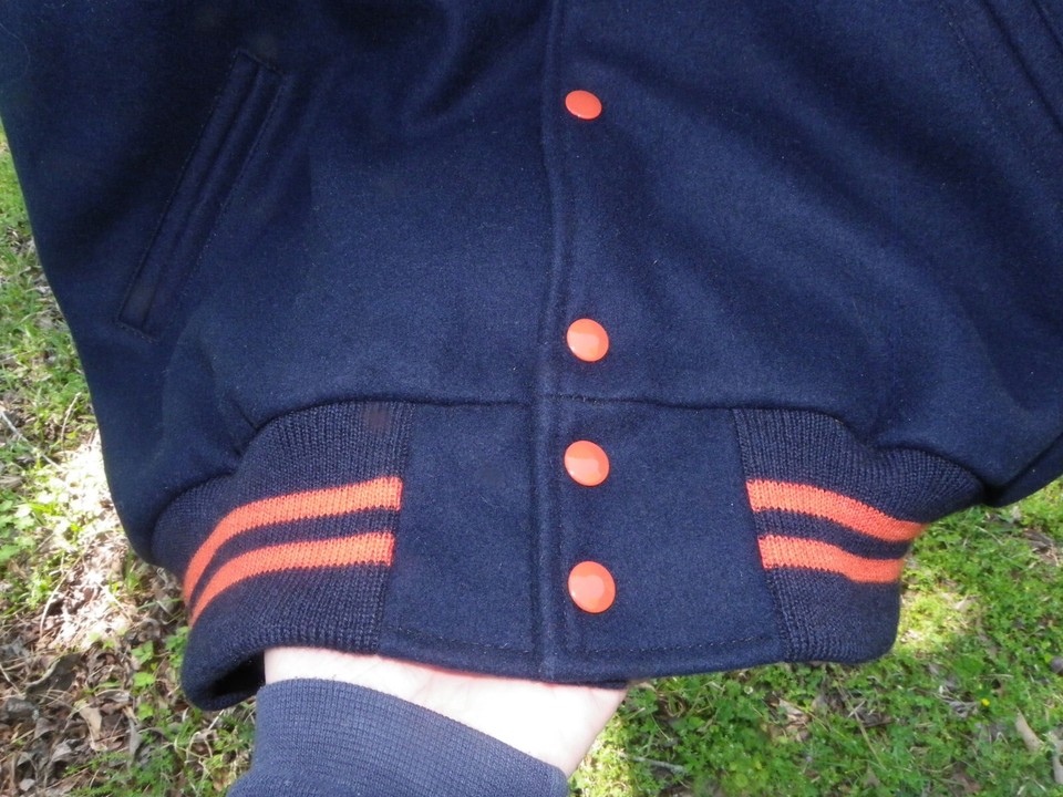 Dark Blue College Letterman's Jacket With Orange Clemson Tiger Band ...
