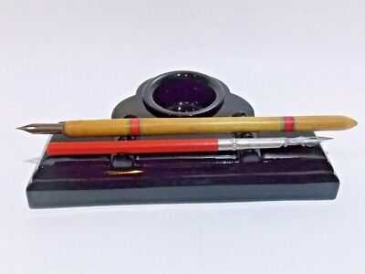 Calligraphy desktop pen stand ink pot / dish inkwell dip pen holder ...