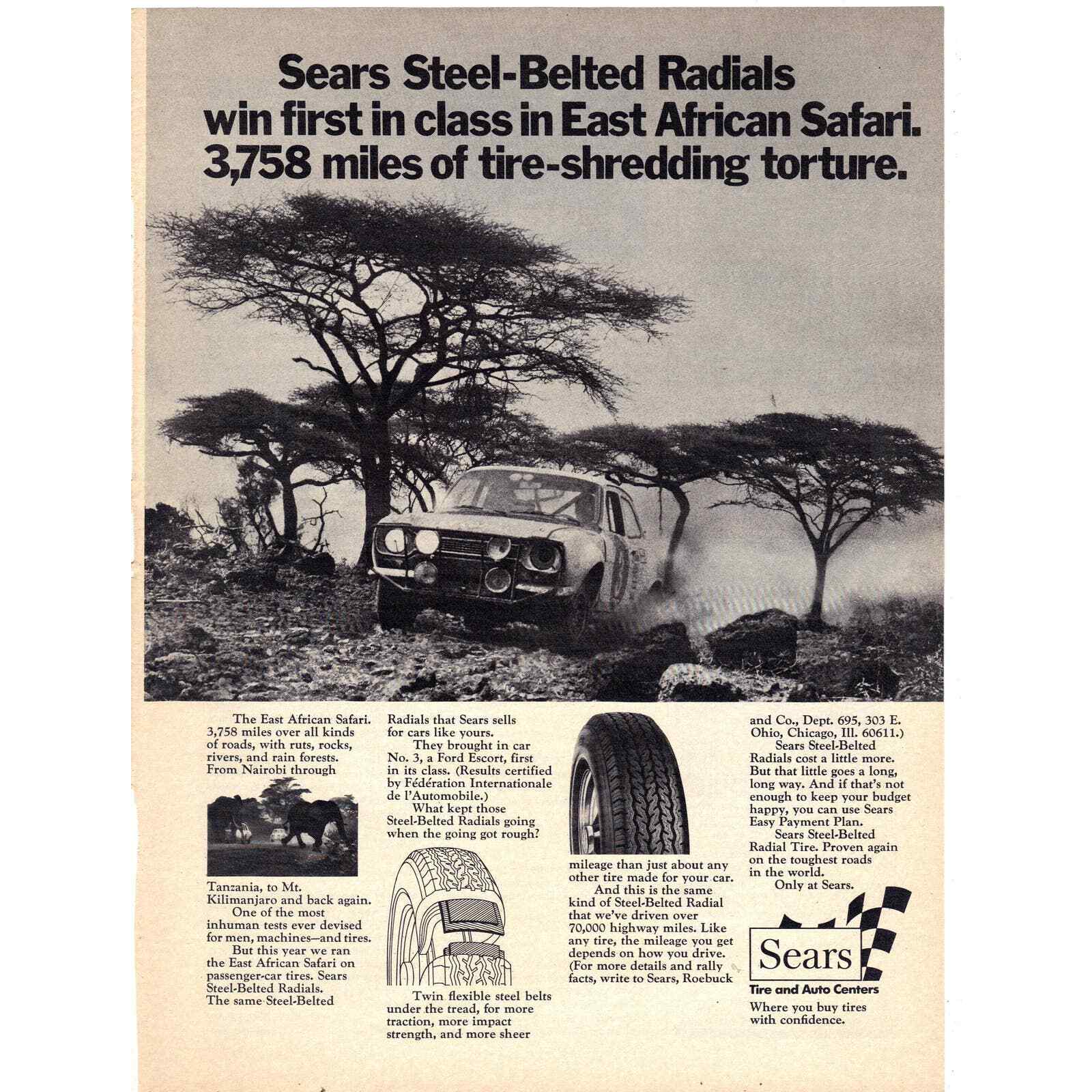 Vintage 1971 Sears Steel-Belted Radial Tires Print Ad | eBay