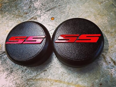 2010-2015 Camaro Strut Tower Covers Caps In Matte Black with Red SS ...