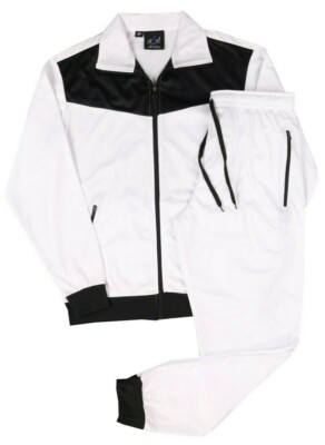 MEN 2TONE SPRING JOGGER TRACKSUIT GYM JOGGING ACTIVEWEAR S M L XL 2XL ...