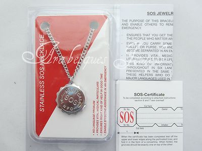 TOP QUALITY LADIES/MENS SOS NECKLACE/MEDICAL ALERT/EMERGENCY/STAINLESS ...